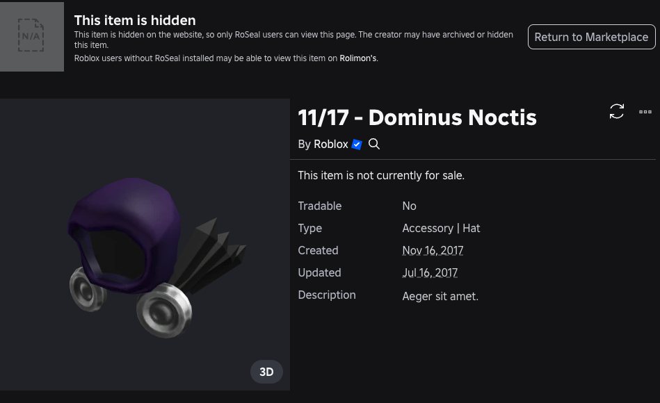Officially release the hidden Catalog asset "11/17 - Dominus Noctis ...