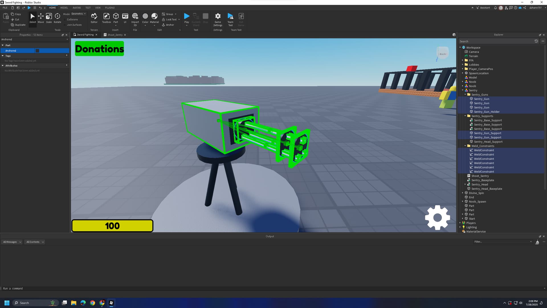 How to use tween service to rotate the sentry's head and other welded parts? - Scripting Support ...