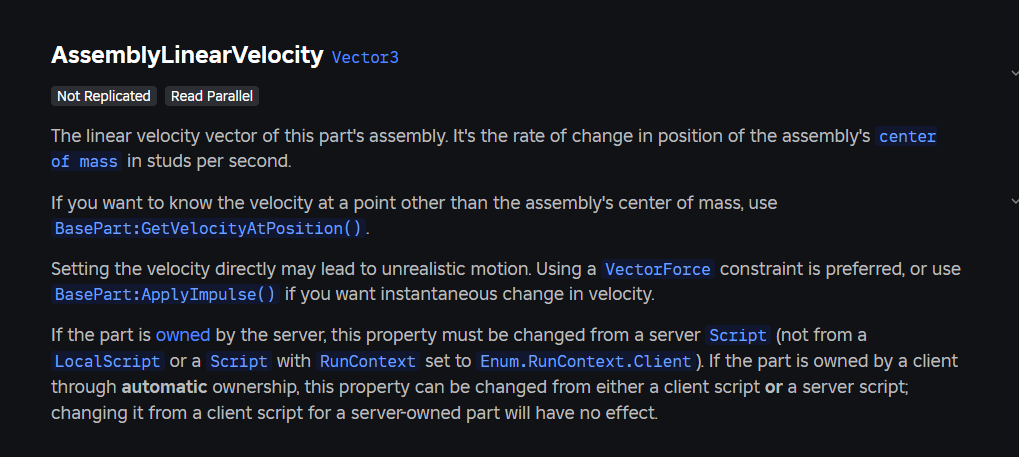 Whats the difference between AssemblyLinearVelocity and AssemblyAngularVelocity? - Scripting ...