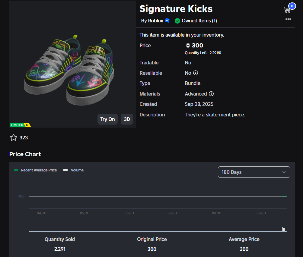 Signature Kicks Should've gone Limited - Catalog Asset Bugs - Developer ...