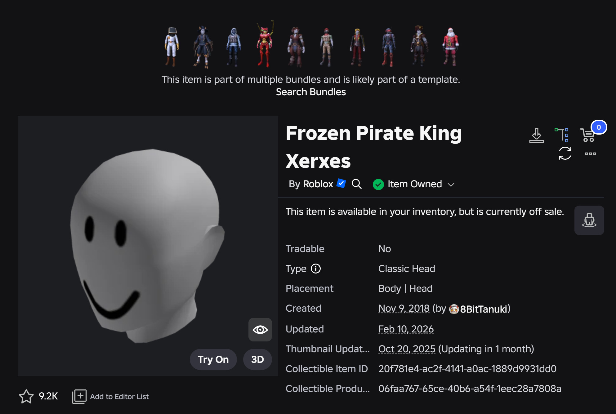"Rthro Normal Head" was Incorrectly renamed to "Frozen Pirate King ...