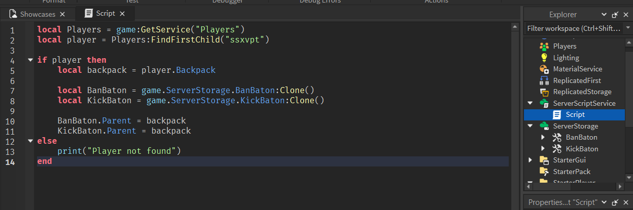 Script Help Script Isn T Putting My Tools Into My Inventory Scripting Support Developer