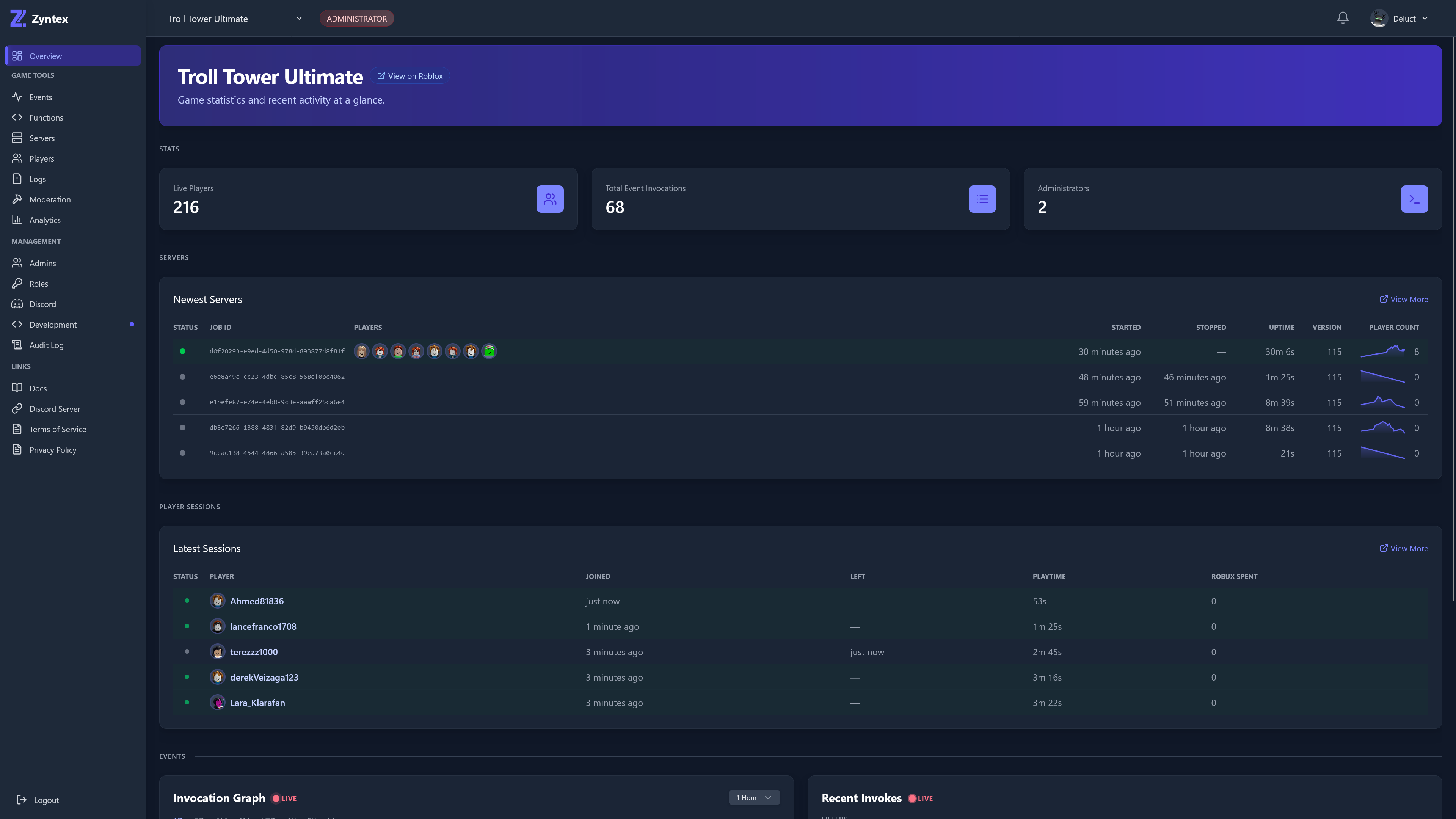 Zyntex - The real-time Roblox dashboard for moderation, logs, and ...