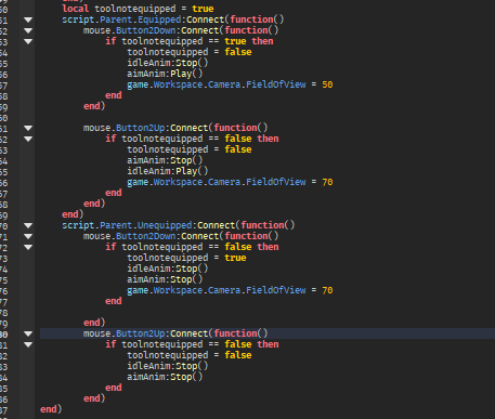 Gun Keeps Aiming When Unequipped - Scripting Support - Developer Forum | Roblox