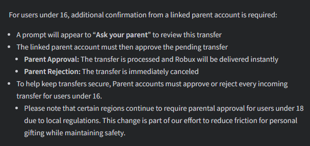 "Sending and Receiving Robux" contains outdated information ...