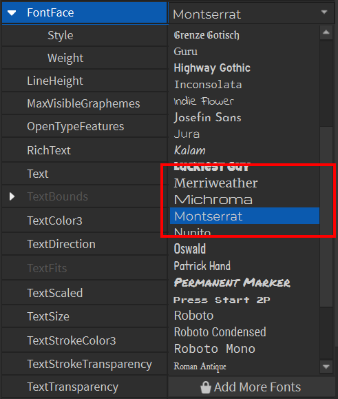 Fonts missing from properties even when installed - Studio Bugs - Developer Forum | Roblox