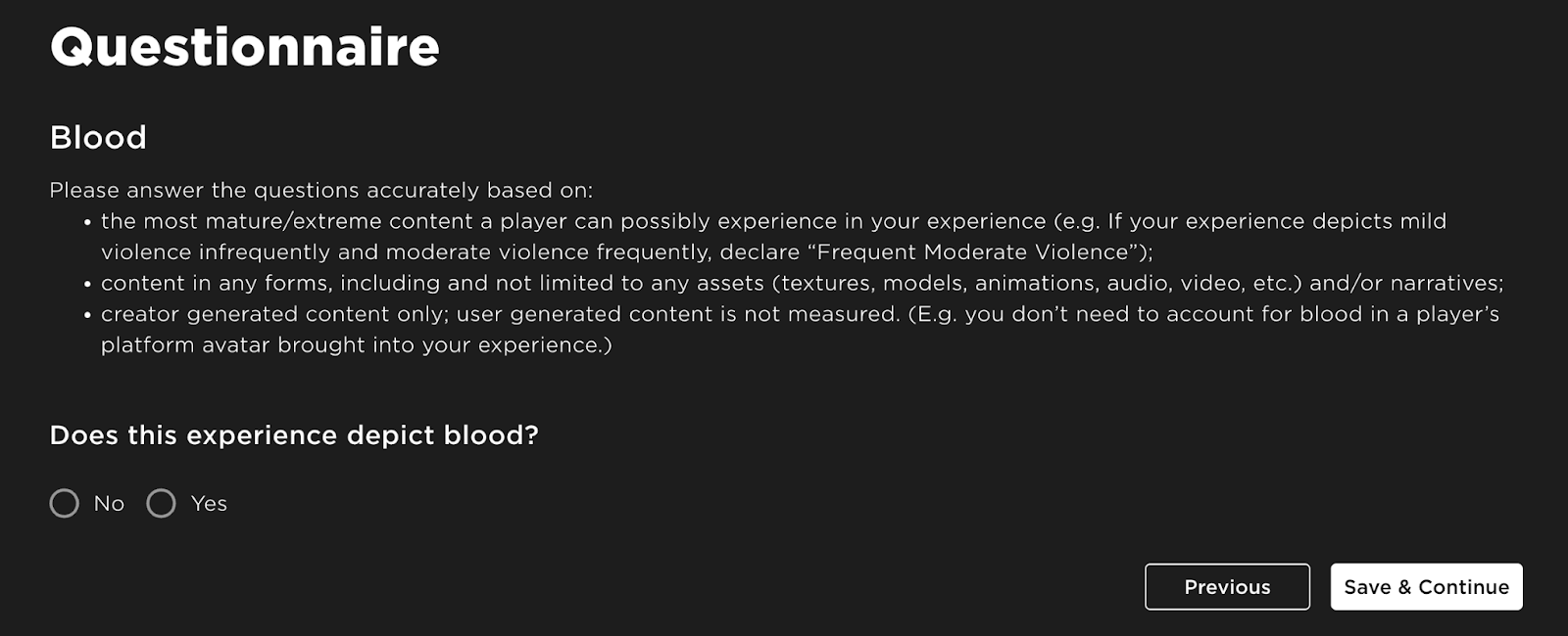 Experience Questionnaire Update - Age Recommendation Preview ...