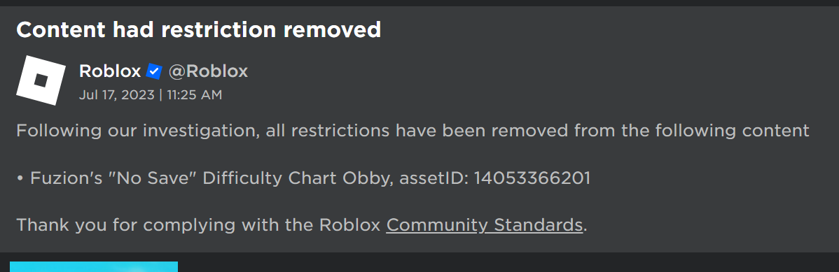 Roblox keeps restricting my game - Game Design Support - Developer ...