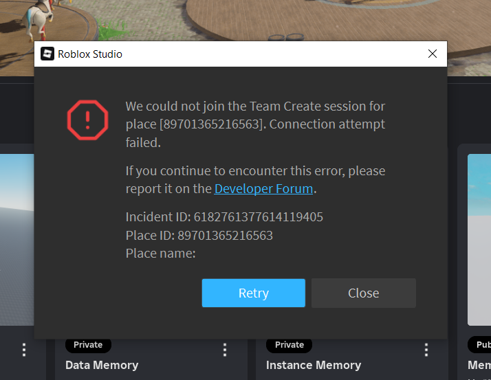 Frequent Team Create Session Connection Attempt Failure & "Access Denied" kicks - Studio Bugs ...