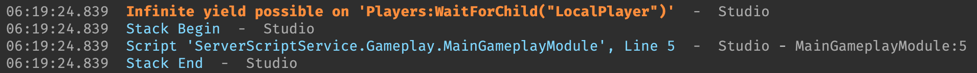 Infinite Yield When Waiting For Localplayer On A Server Side Script Scripting Support