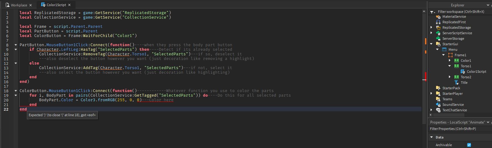 Character Customization - Color Individual Parts? - Scripting Support - Developer Forum | Roblox