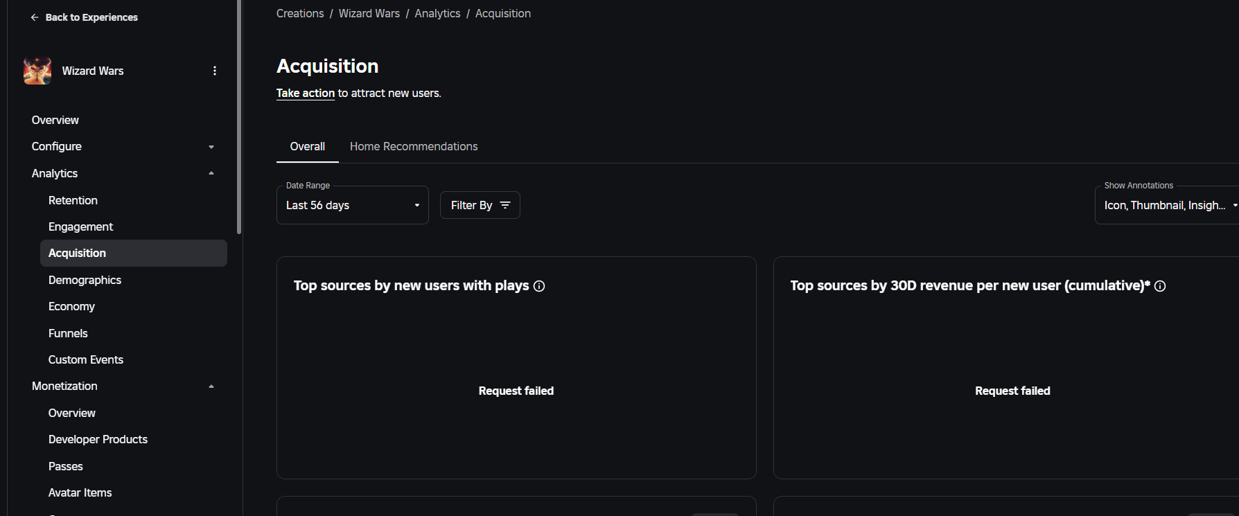 Analytics is having a lot of issues - Creator Hub (create.roblox.com ...