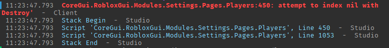 CoreGui.RobloxGui.Modules.Settings.Pages.Players:450: attempt to index nil with 'Destroy ...