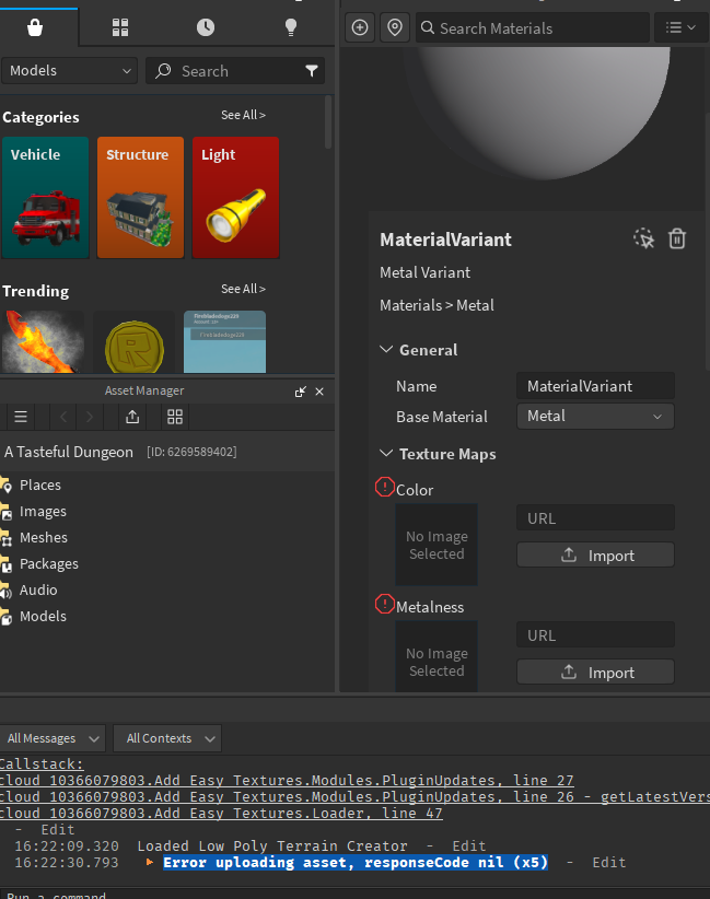 Error when uploading pbr textures - Art Design Support - Developer ...
