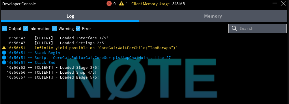 Warning: Infinite yield possible - TopBarApp after start player game - Engine Bugs - Developer ...