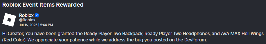 Problem not resolved - Roblox event stopped giving items that can be ...