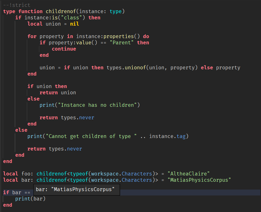 Unresolvable comparisons in type functions break the type solver for all place files - Engine ...