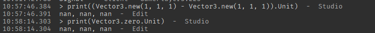 .Unit printing a correct value then prints 'nan,nan,nan' - Scripting Support - Developer Forum ...
