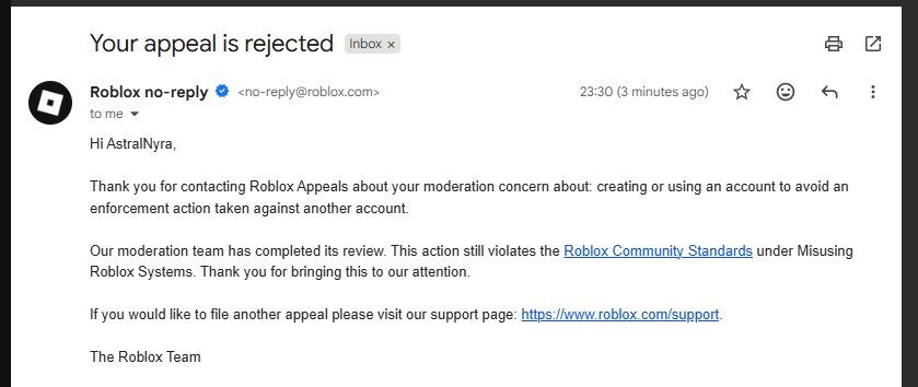 Multiple roblox accounts terminated due to enforcement ban - Platform ...