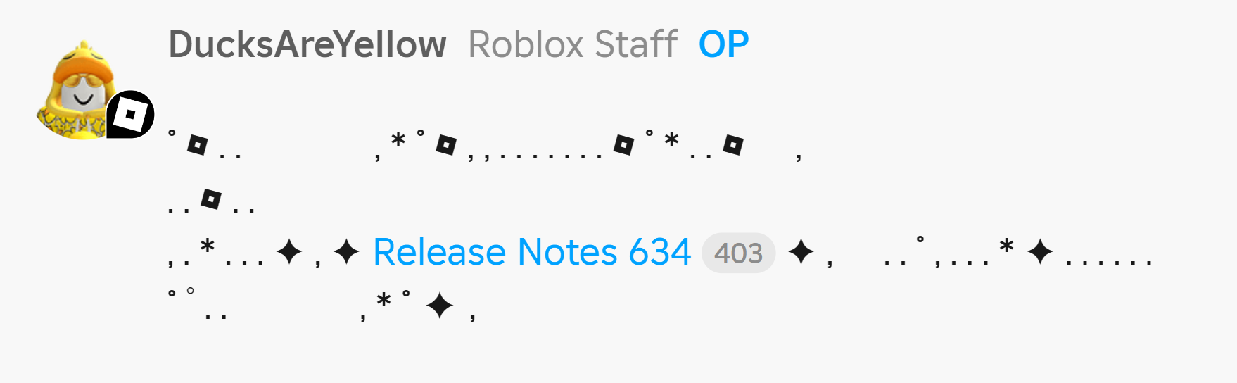 Release Notes for 634 - Release Notes - Developer Forum | Roblox