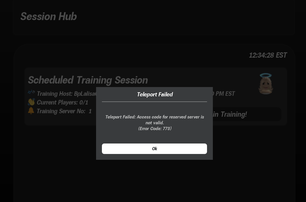 Roblox Server Reserved issue, training hub! (error code 773) - Scripting Support - Developer ...
