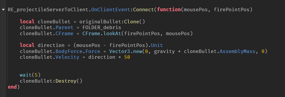 Server projectile way behind client projectile - Scripting Support - Developer Forum | Roblox