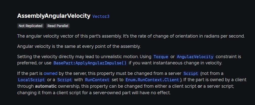 Whats the difference between AssemblyLinearVelocity and AssemblyAngularVelocity? - Scripting ...