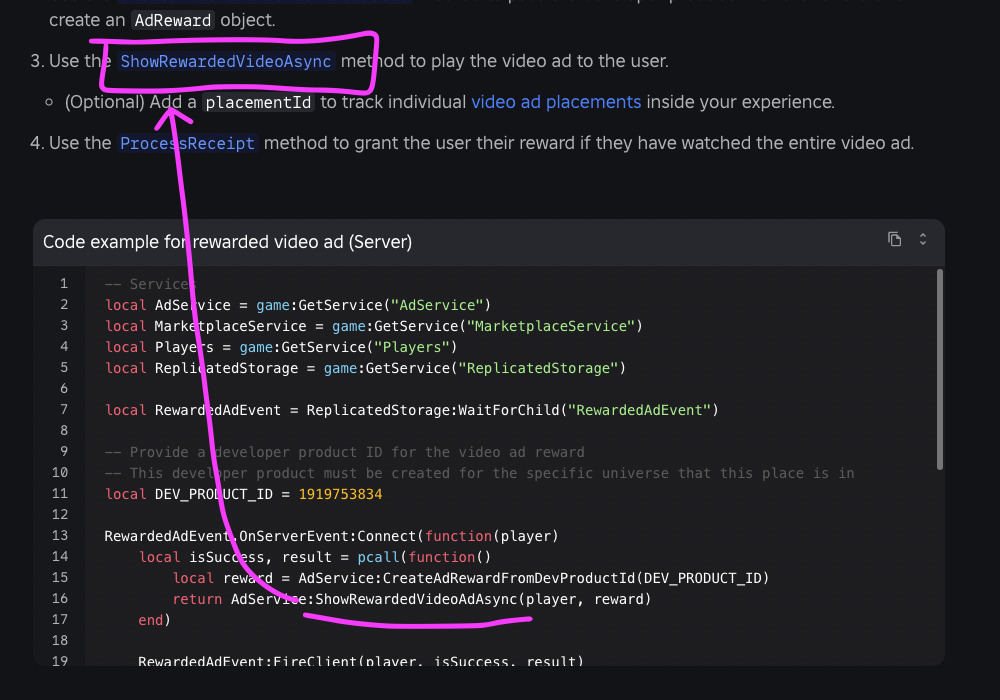 ShowRewardedVideoAdAsync mispelled - Documentation Issues - Developer Forum | Roblox