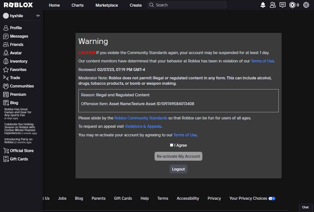Being warned for uploading an image of a road sign - Roblox Application ...