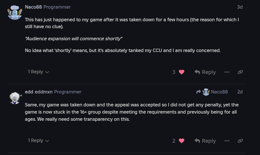 False "Sexual Content" suspension tied to Audience Reach threshold ...