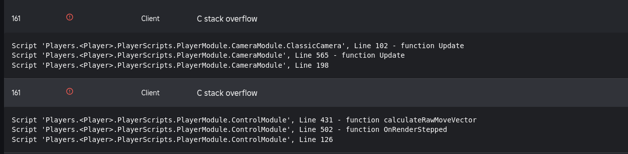 C stack overflow, chat - Engine Bugs - Developer Forum | Roblox