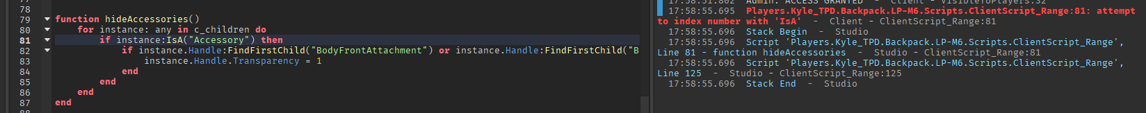 Script working in ROBLOX Studio but not in live servers: Changing transparency from the client ...