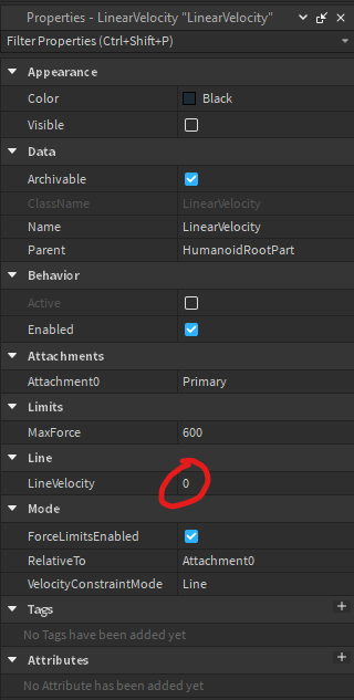 Unable to set LineVelocity - Scripting Support - Developer Forum | Roblox