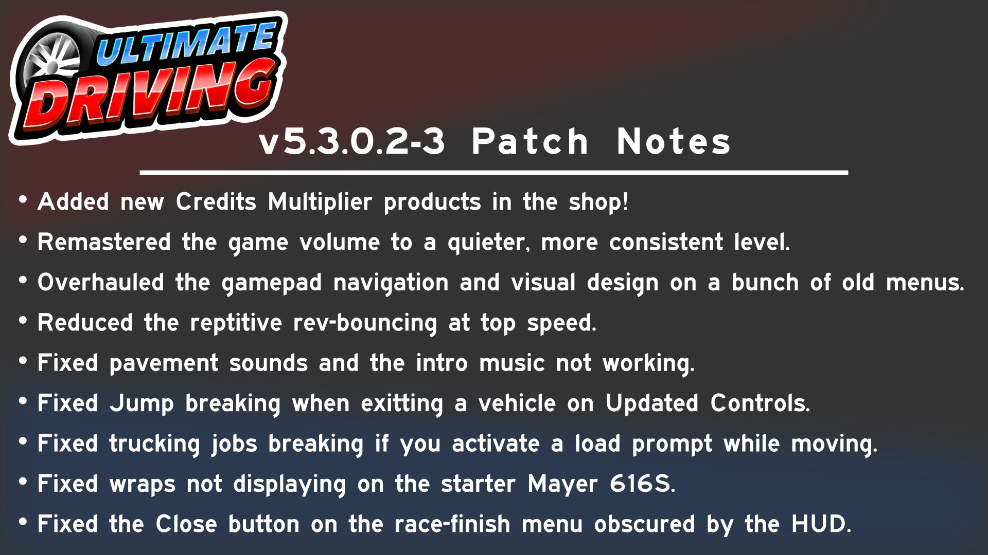 Ultimate Driving Updates - Bulletin Board - Developer Forum | Roblox