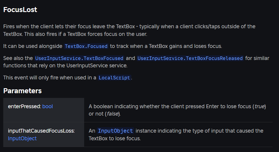 How can i detect what caused a textbox to lose focus - Scripting Support - Developer Forum | Roblox