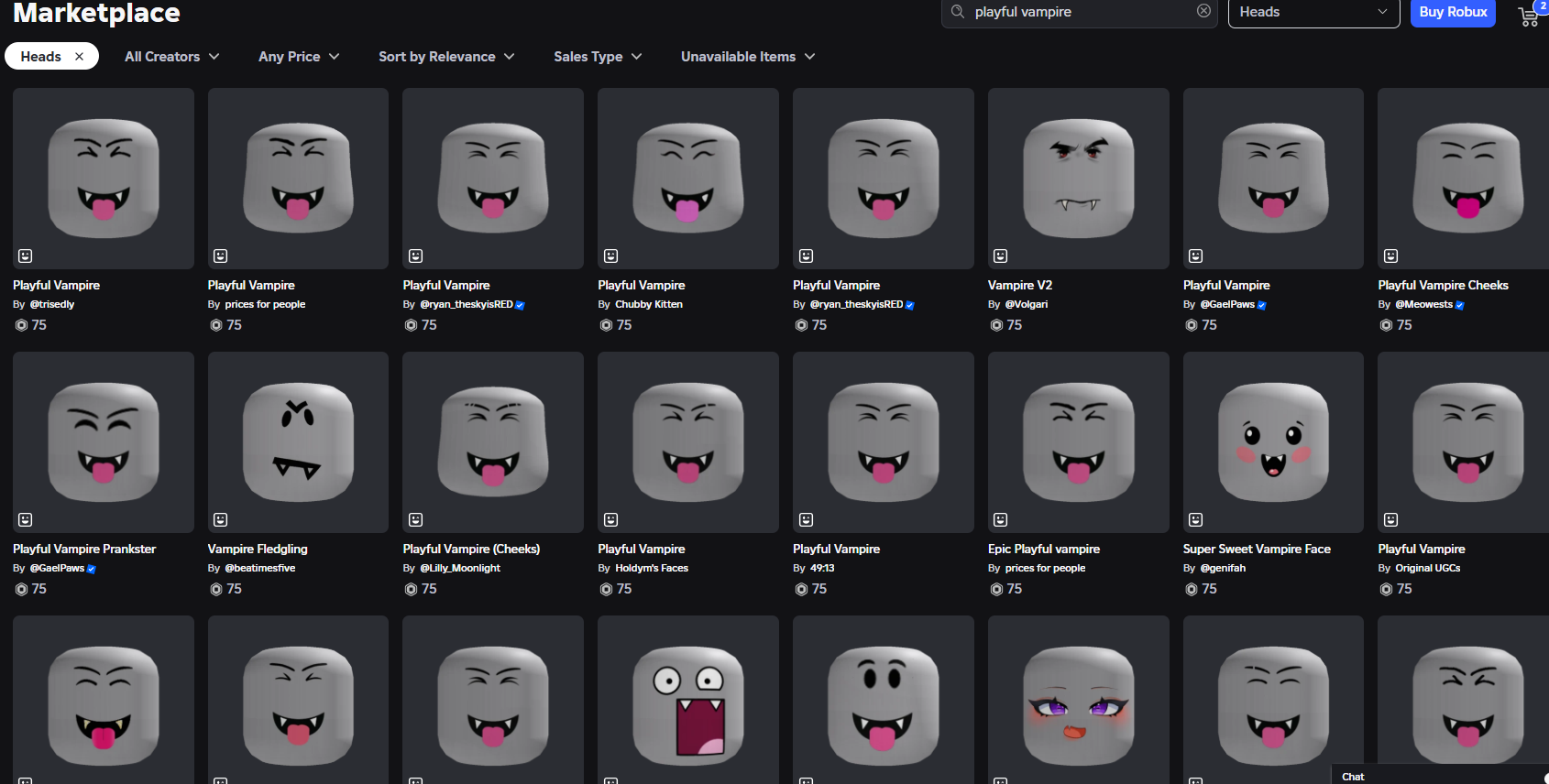 The abundance roblox face asset flipping and the flooding of the hat's ...