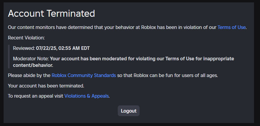 Asset that got me terminated was approved, but my account wasn't ...