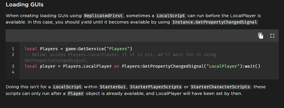 Still Need to wait for LocalPlayer in ReplicatedFirst? - Scripting Support - Developer Forum ...