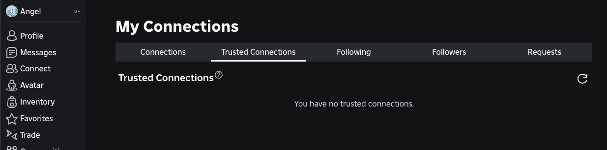 Trusted Connections (at least via QR) do not work- you can only Message ...