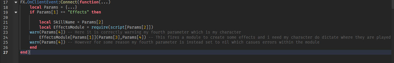 Parameter being set to nil in the middle of a script - Scripting ...
