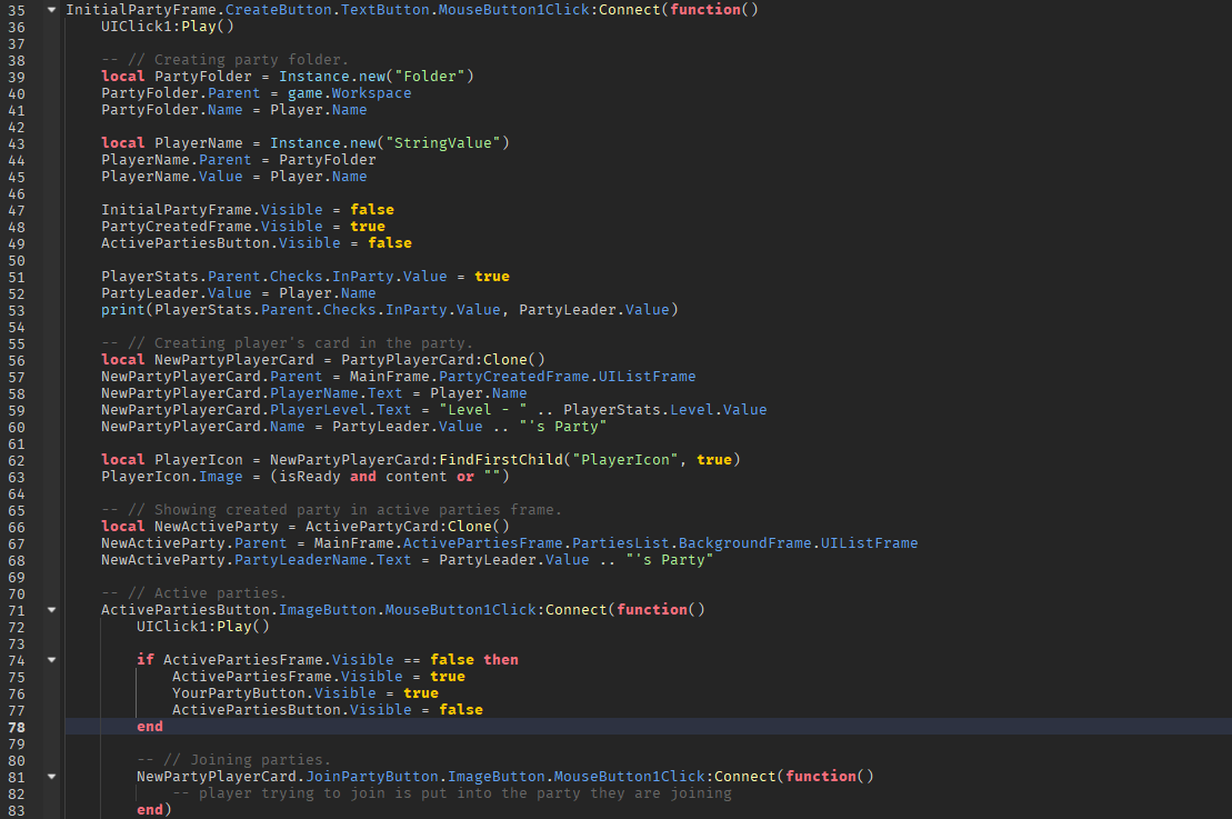 Party System Help - Scripting Support - Developer Forum | Roblox