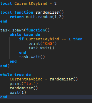 While Currentkeybind == 1 do doesn't loops even its 1 - Scripting Support - Developer Forum | Roblox