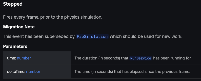 What is the time parameter in RunService.Stepped - Scripting Support - Developer Forum | Roblox