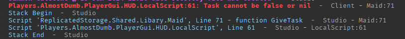 Maid "Task cannot be false or nil" - Scripting Support - Developer Forum | Roblox