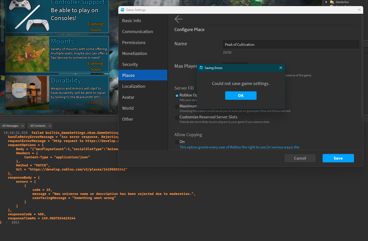 Can't change my start place name - Studio Bugs - Developer Forum | Roblox