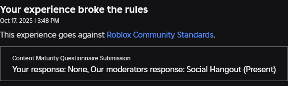 Why Roblox Moderation Said Wrong Content Maturity Label? - Game Design ...