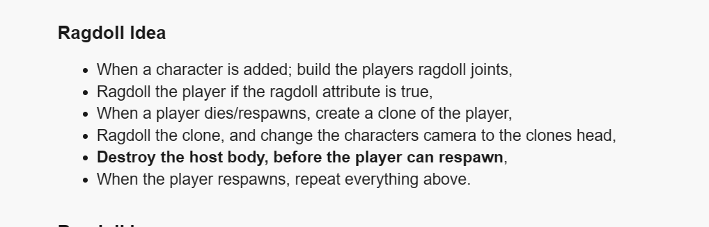 Why Cant I Create A Ragdoll Rig On R15 When The Character Spawns Scripting Support 