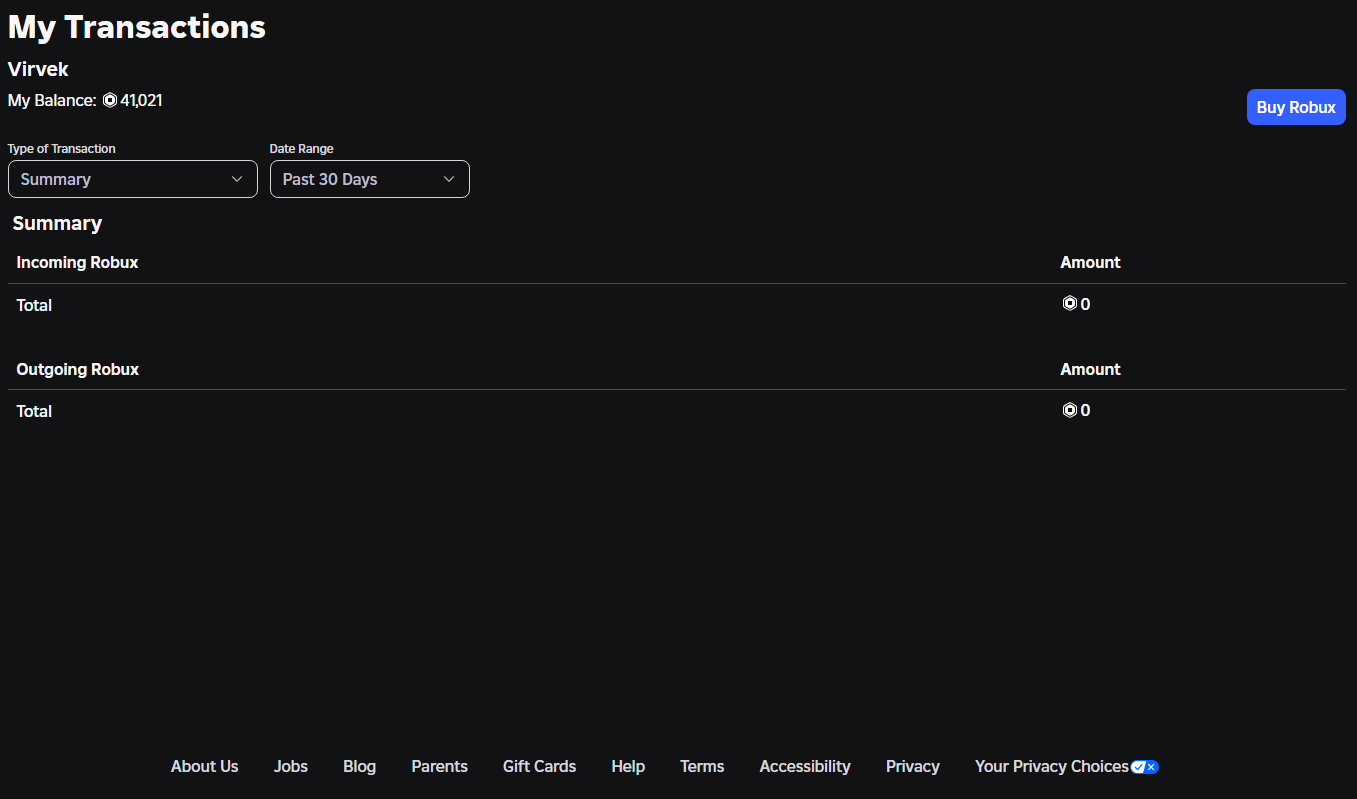 Missing Data in Transaction Summary page - Roblox Application and ...