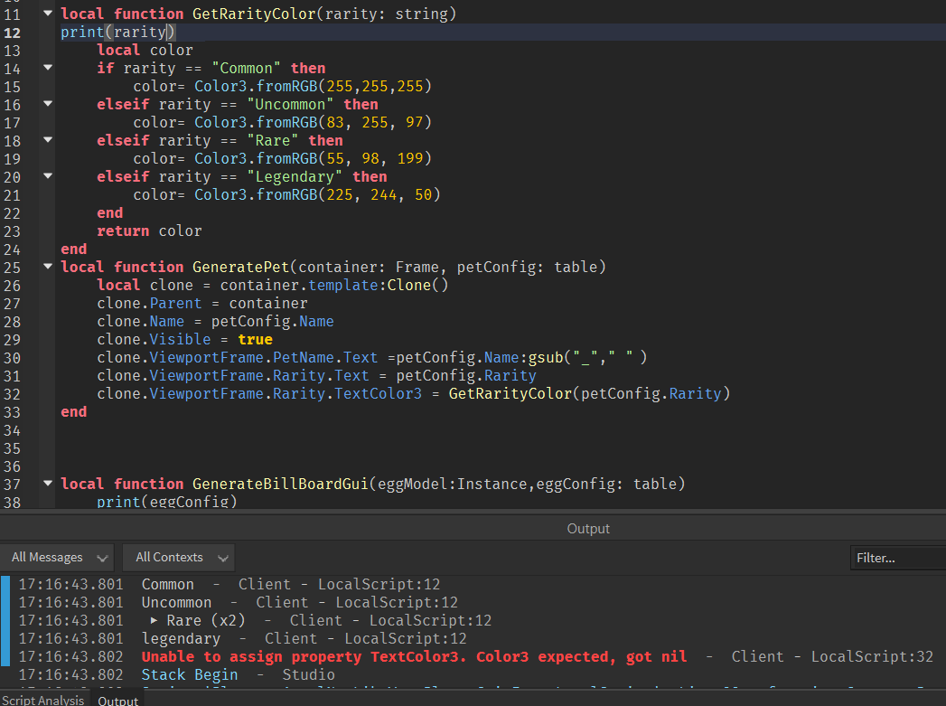 Pet System help, Attempt to index nil with "Pets" - Scripting Support - Developer Forum | Roblox