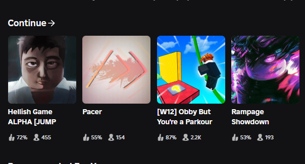 Game goesn't show up on "Continue" page - Roblox Application and ...